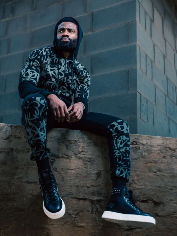 Calvano Men's Black and Grey Graffiti Tracksuit Bold Urban Streetwear ...