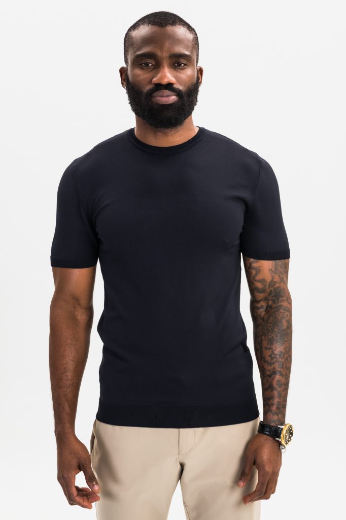 Men’s Premium off Black Knit Short Sleeve T-Shirt | Lightweight Fitted ...